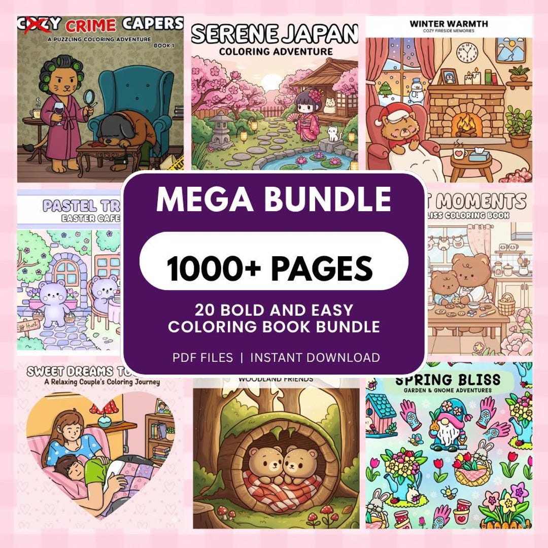 Coloring Book MEGA Bundle: 1000+ Pages, Bold & Easy (digital Download ...