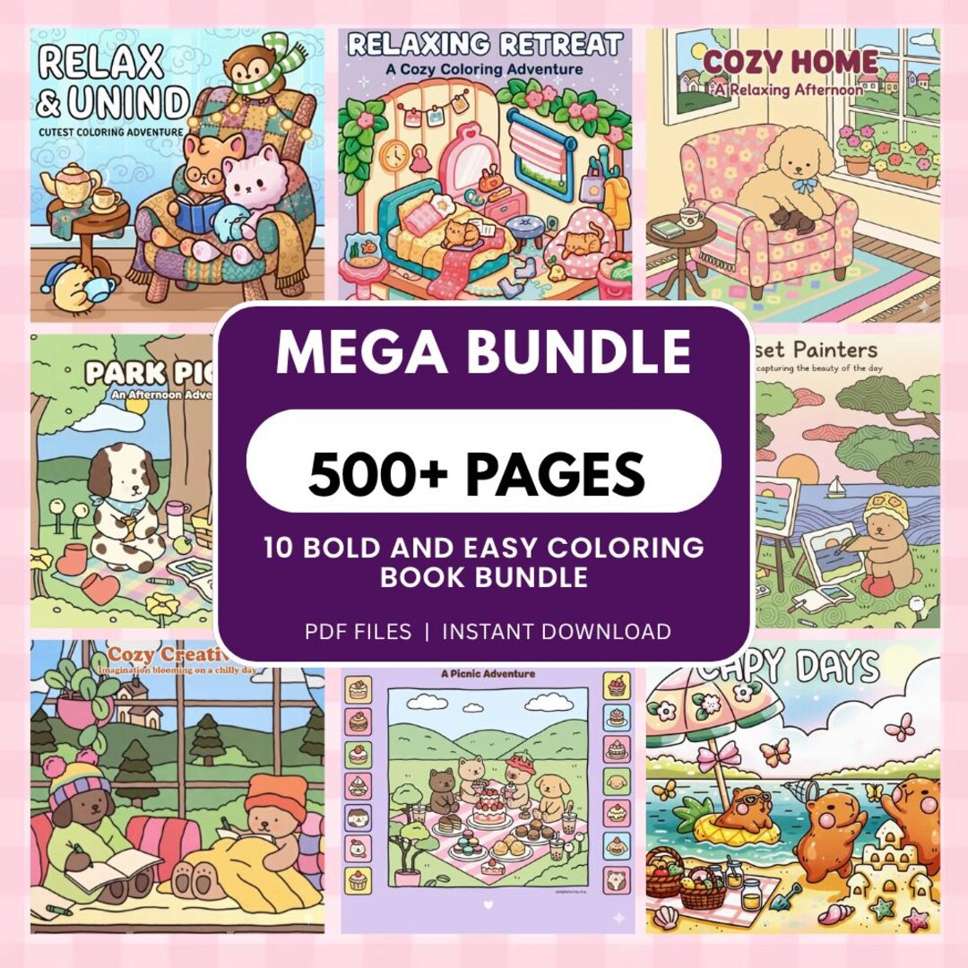 Coloring Book Bundle: 500+ Easy Printable Pages (digital Download) - Etsy