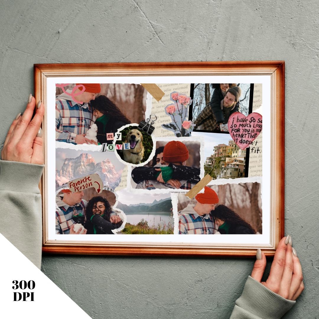 Custom Romantic Photo Collage Printable Wall Art Personalized Gift for ...