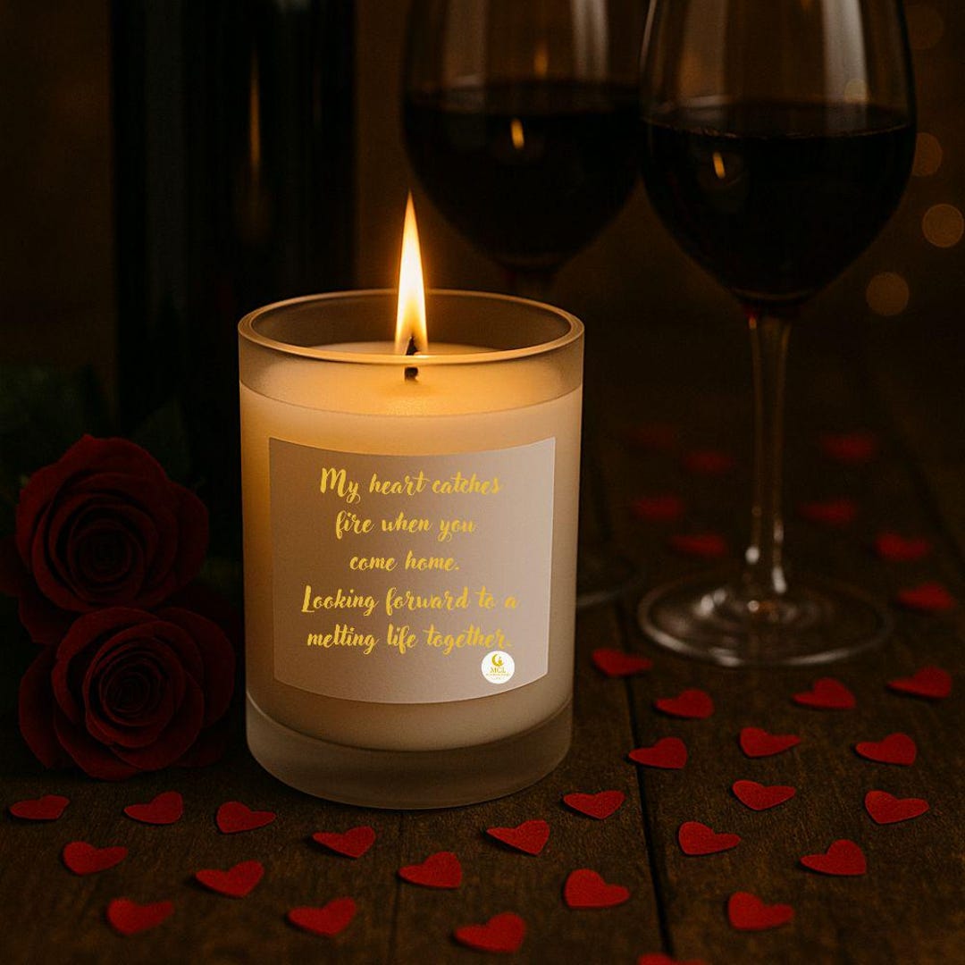 My Heart Catches Fire Frosted Glass Candle, 11oz - Etsy