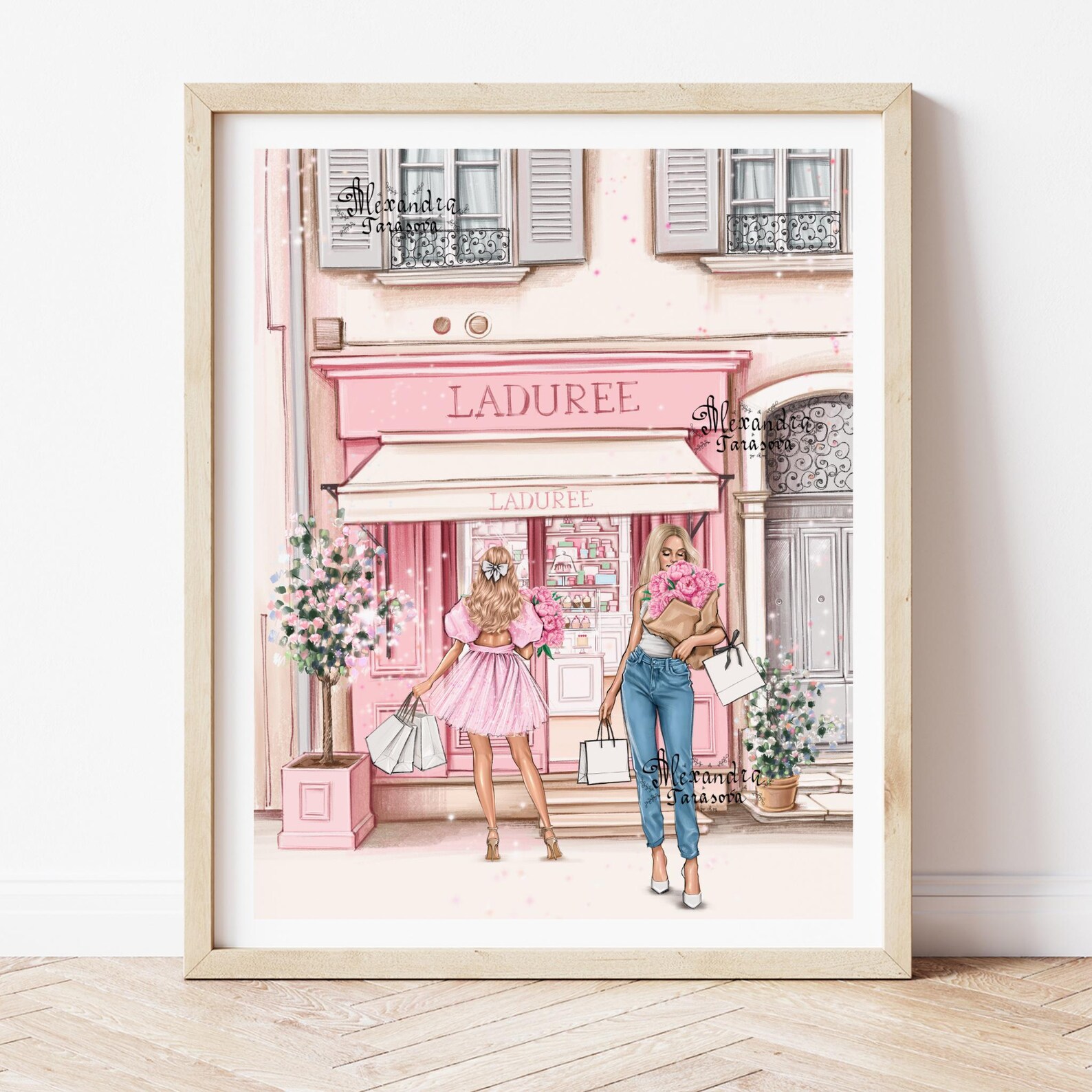 Pink Flowers Shop Fashion Girl Printable Art Digital Download Wall Art ...