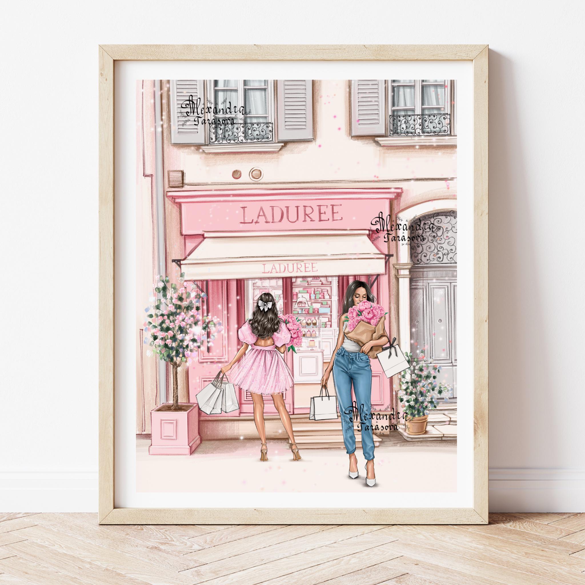 Pink Flowers Shop Fashion Girl Printable Art Digital Download Wall Art ...