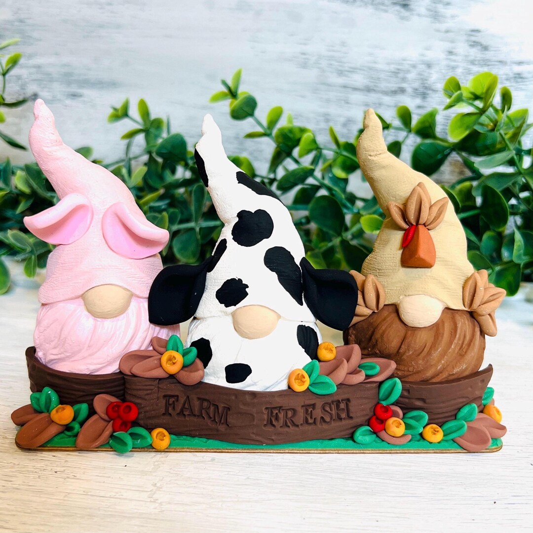 Farm Animal Gnomes/farm Fresh Gnome/tiered Tray Decor/tiered Tray Gnome ...