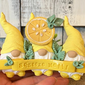 Lemon Trio/squeeze Me/yellow Gnomes/citrus Gnomes/tiered Tray Decor ...
