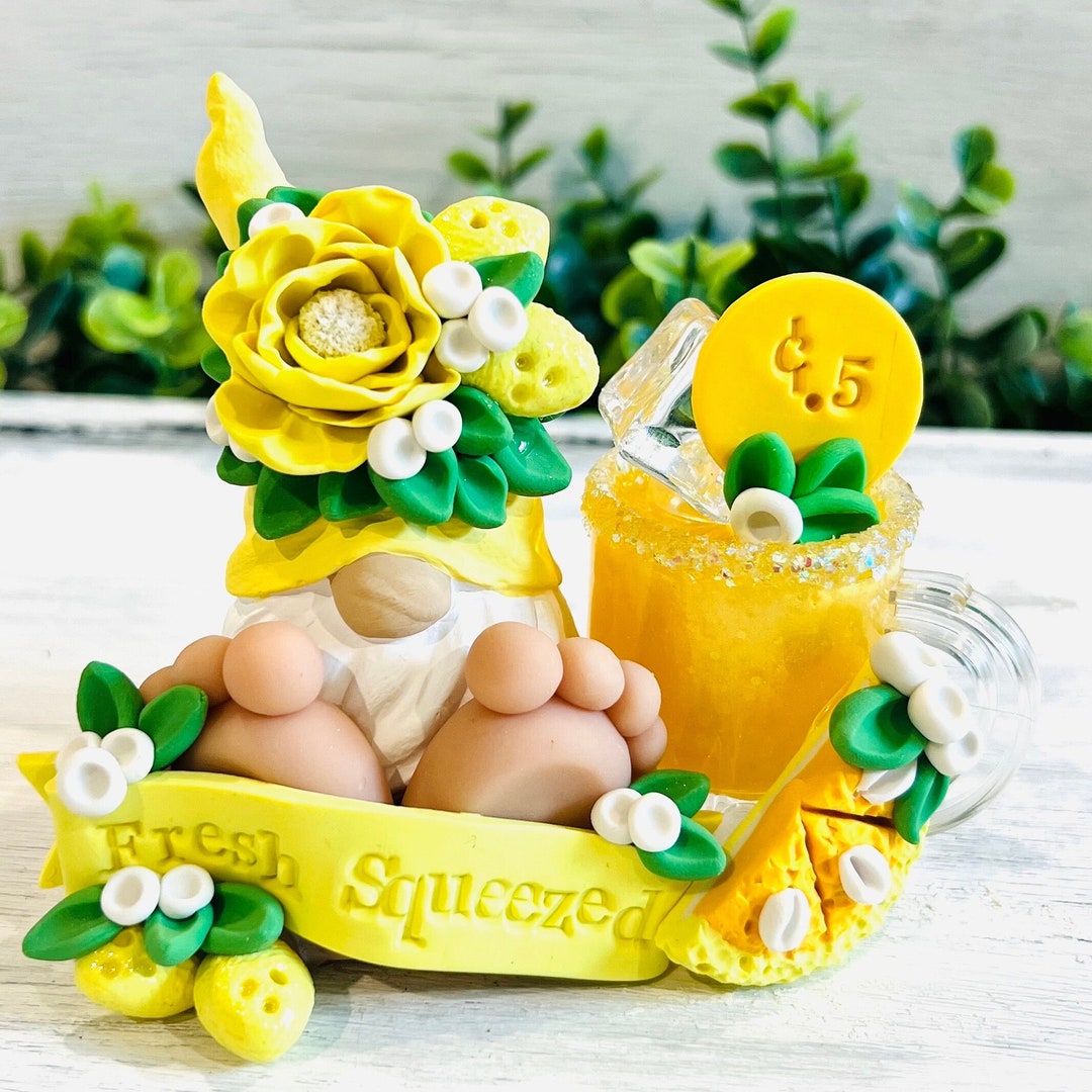 Lemonade Gnome/fresh Squeezed/yellow Gnome/citrus Gnome/tiered Tray Decor/summer Gnome/summer ...