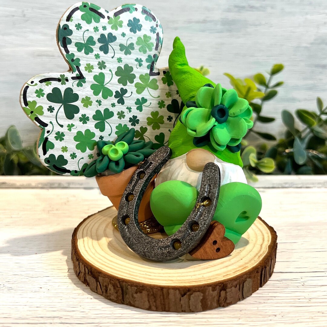 St. Patricks Day Greeter Gnome/green Gnome/tiered Tray/tiered Tray ...