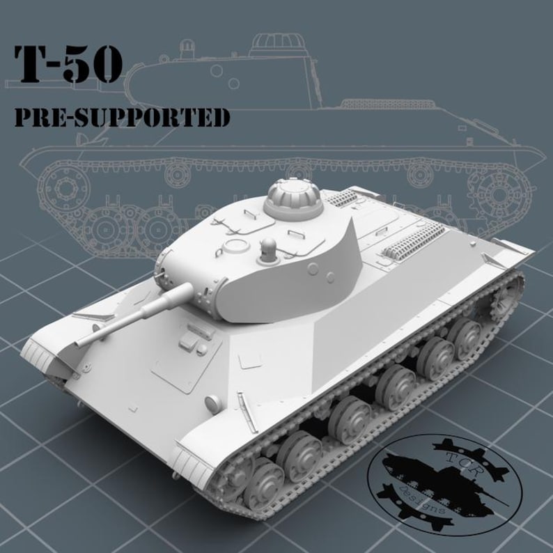 WW2 T-50 Soviet Light Tank by TCR Designs Various Scales Available - Etsy
