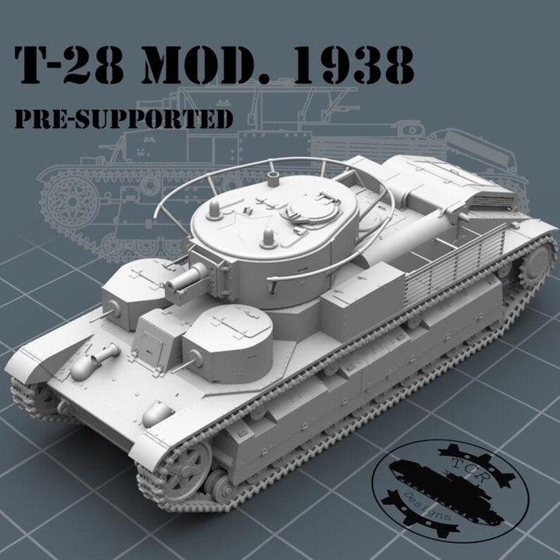 WW2 T-28 Mod. 1938 Soviet Medium Tank TCR Designs Various Scales ...