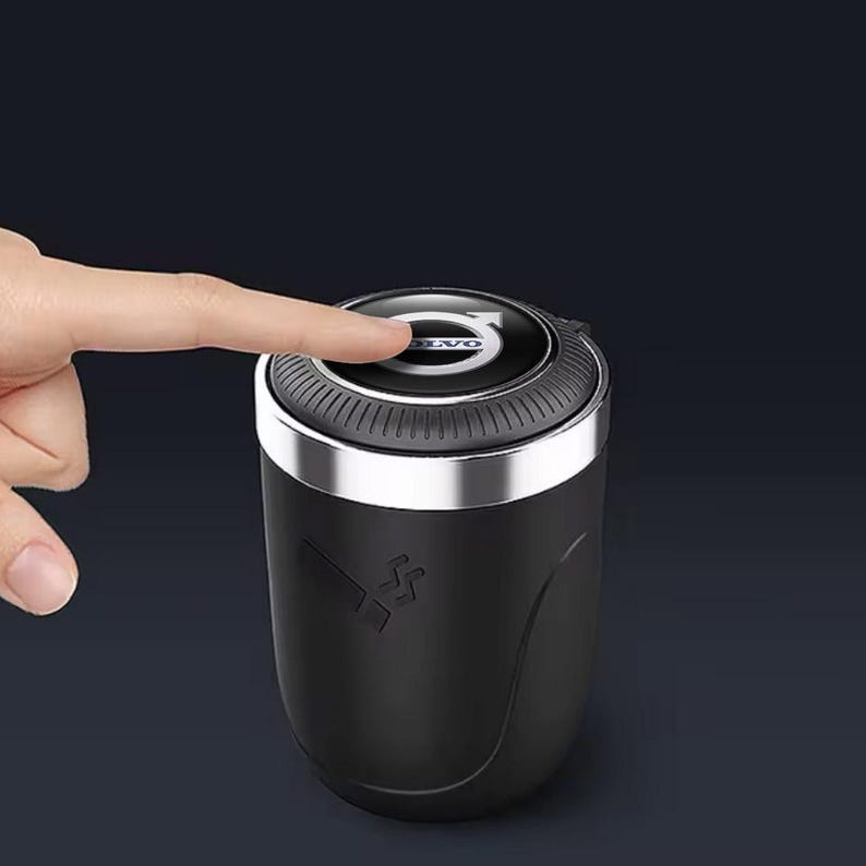 Car Ashtray With Volvo Logo – Luxury LED Cup Holder Ashtray, Auto ...