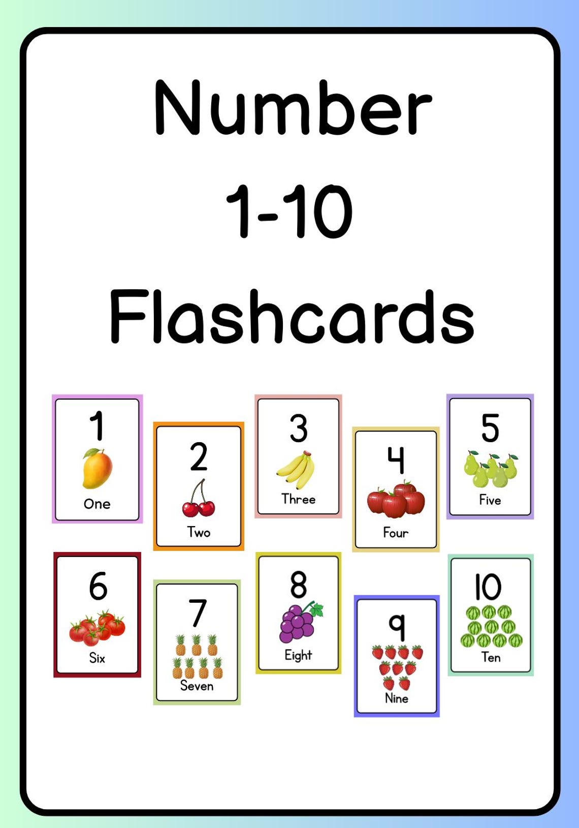 Number Flashcards 1–10 | Toddler Preschool Learning Printable | 1-10 ...