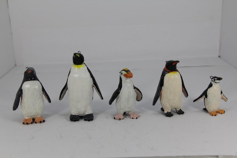 Handmade Crested Penguin Figurines, Resin Ornaments, Set of 4 - Etsy