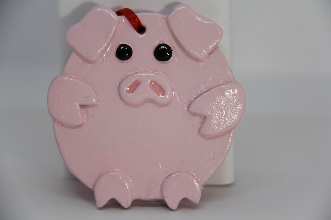 Round Pink Pig Flat Ornament/ Wall Decor - Etsy