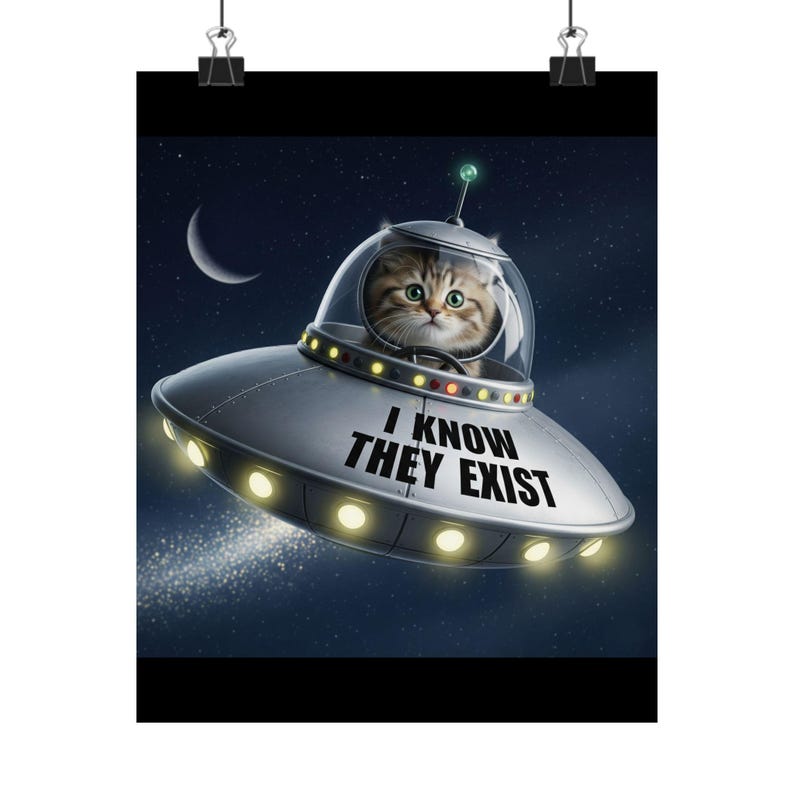 Alien Cat Poster - Playful Wall Art for Cat Lovers, Quirky Home Decor ...