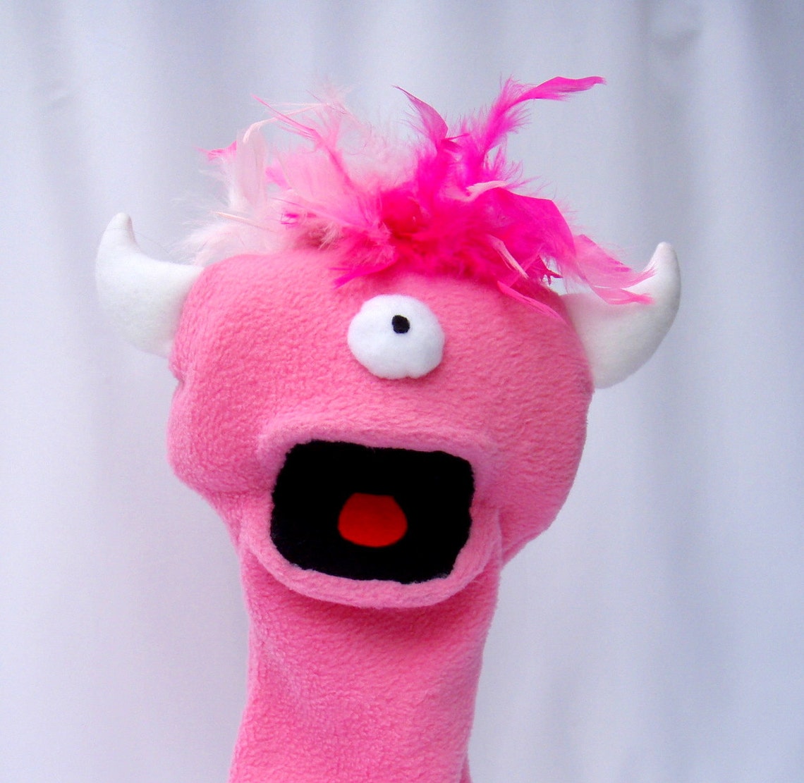 Hand Puppet Pink Monster with Moving Mouth | Etsy
