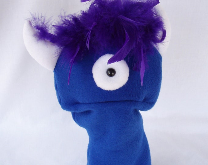 Dark Blue Hand Puppet Large One Eyed Monster Monster With Moving Mouth ...