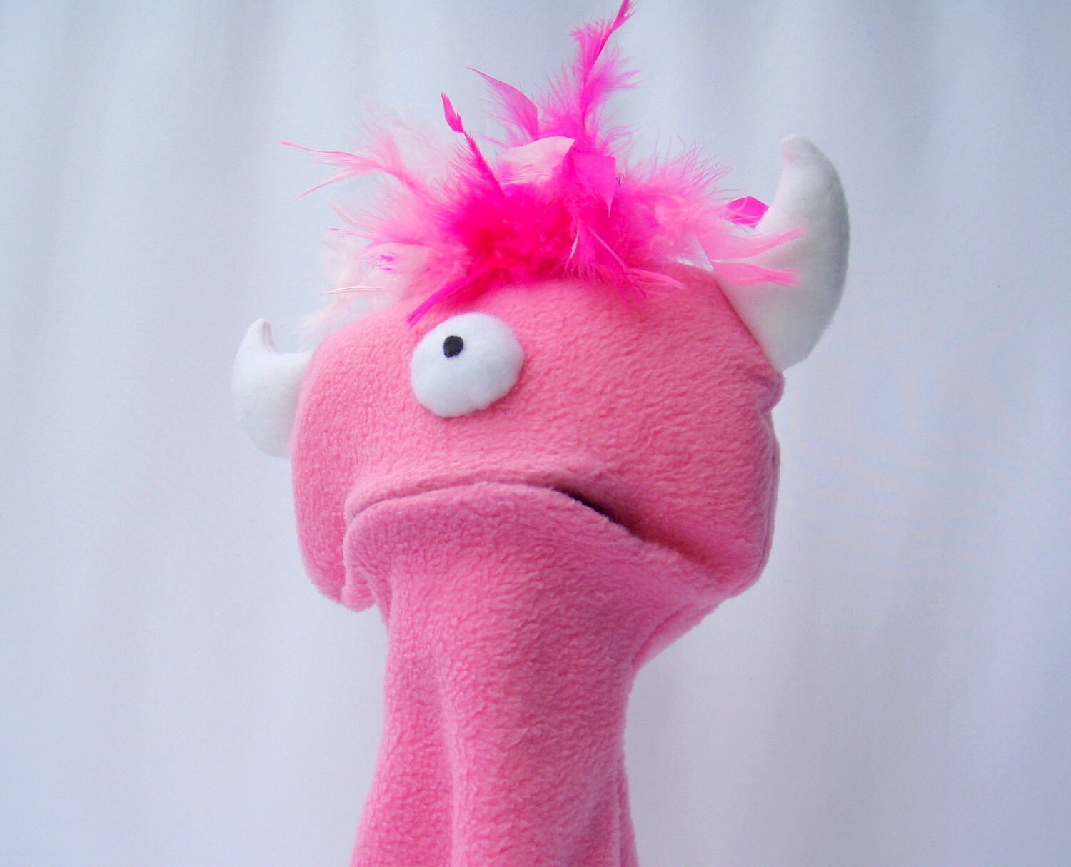 Hand Puppet Pink Monster with Moving Mouth | Etsy