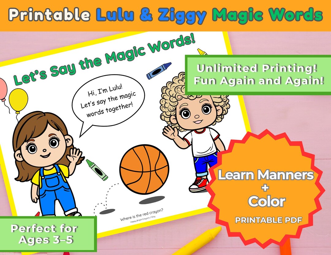 Printable Manners Coloring Book: Magic Words, Kindness Activities ...