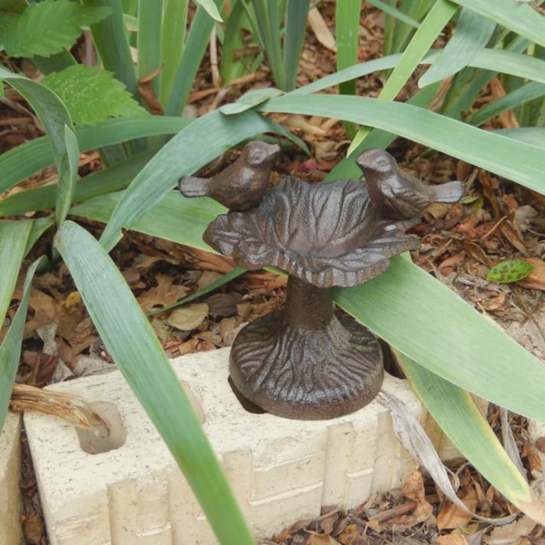 Cast Iron Rustic Whimsical Two Birds on Tree Bird Feeder Bath Small ...