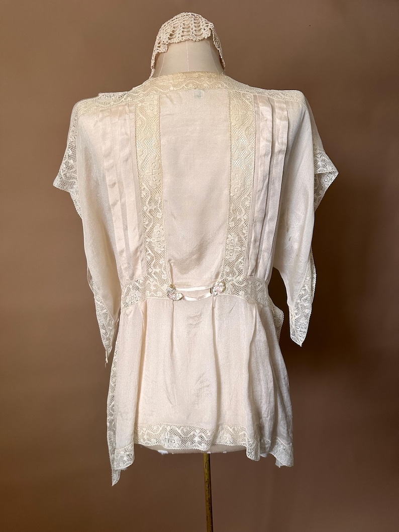 Antique Edwardian Silk & Lace Bed Jacket | European Lingerie Blouse ...