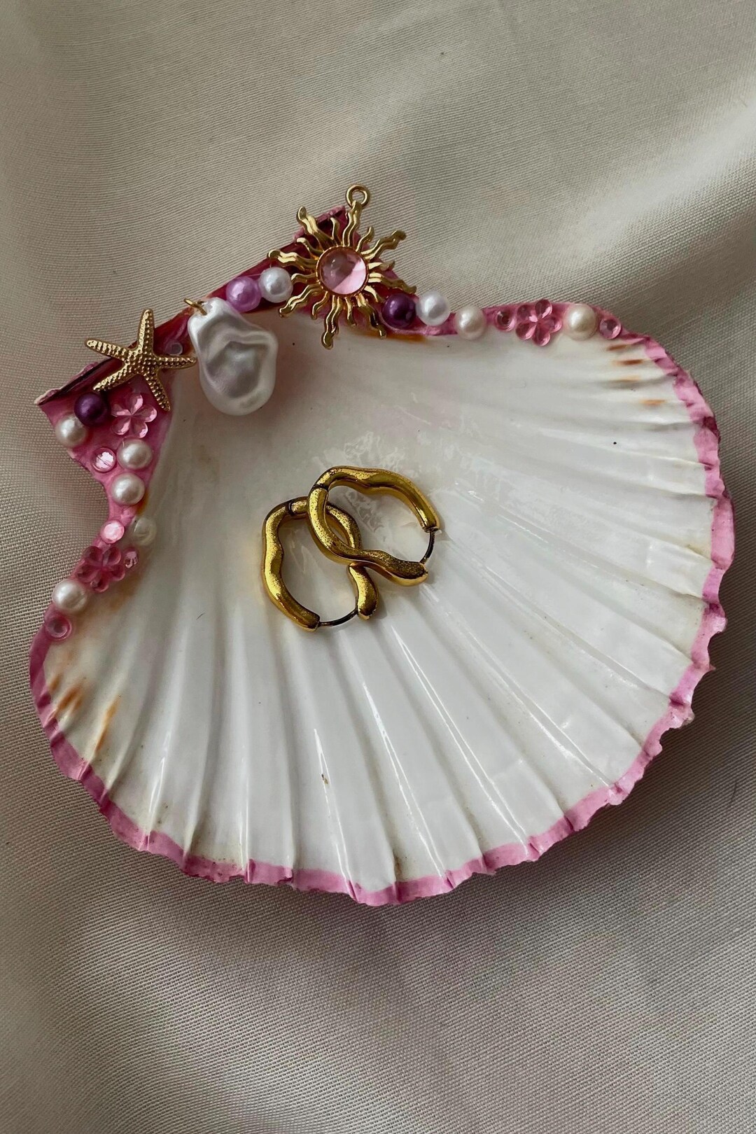 Hand-decorated Shell Jewelry Bowl – Ring Holder Boho Decoration ...