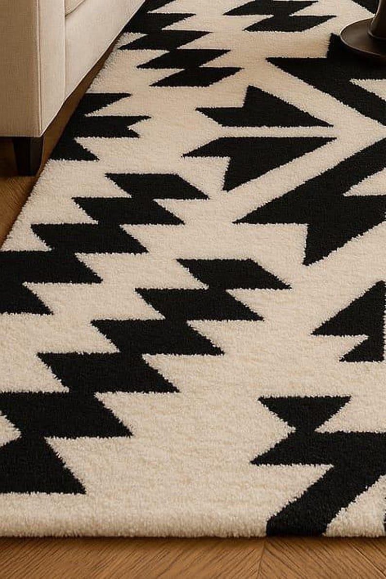 Modern Geometric Hand Tufted Wool Rug Aztec Pattern Area Rug for Living ...