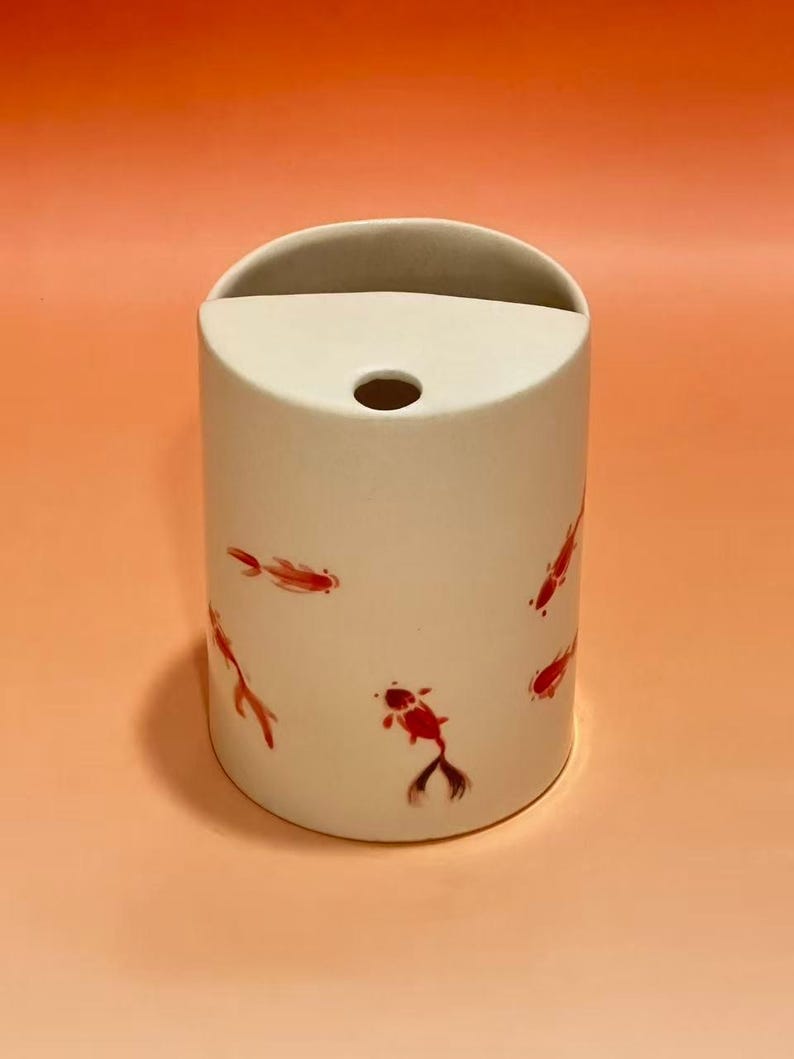 Cute Koi Fish Travel Mug,handmade Pottery Mug,to Go Ceramic Tumbler ...