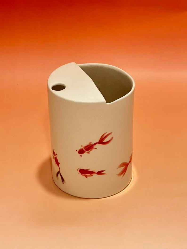 Cute Koi Fish Travel Mug,handmade Pottery Mug,to Go Ceramic Tumbler ...
