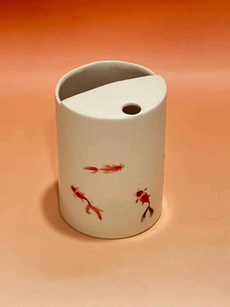 Cute Koi Fish Travel Mug,handmade Pottery Mug,to Go Ceramic Tumbler ...