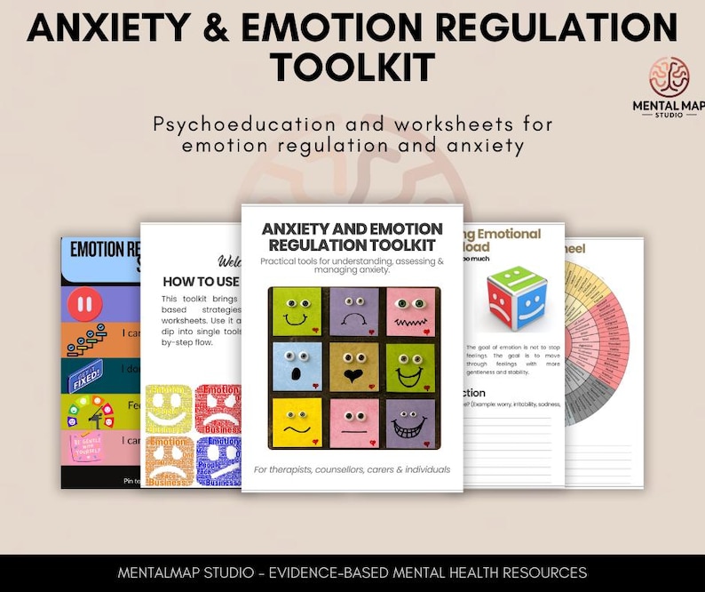 Anxiety and Emotion Regulation Workbook | Therapy Worksheets | Coping ...