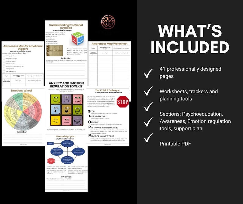 Anxiety and Emotion Regulation Workbook | Therapy Worksheets | Coping ...