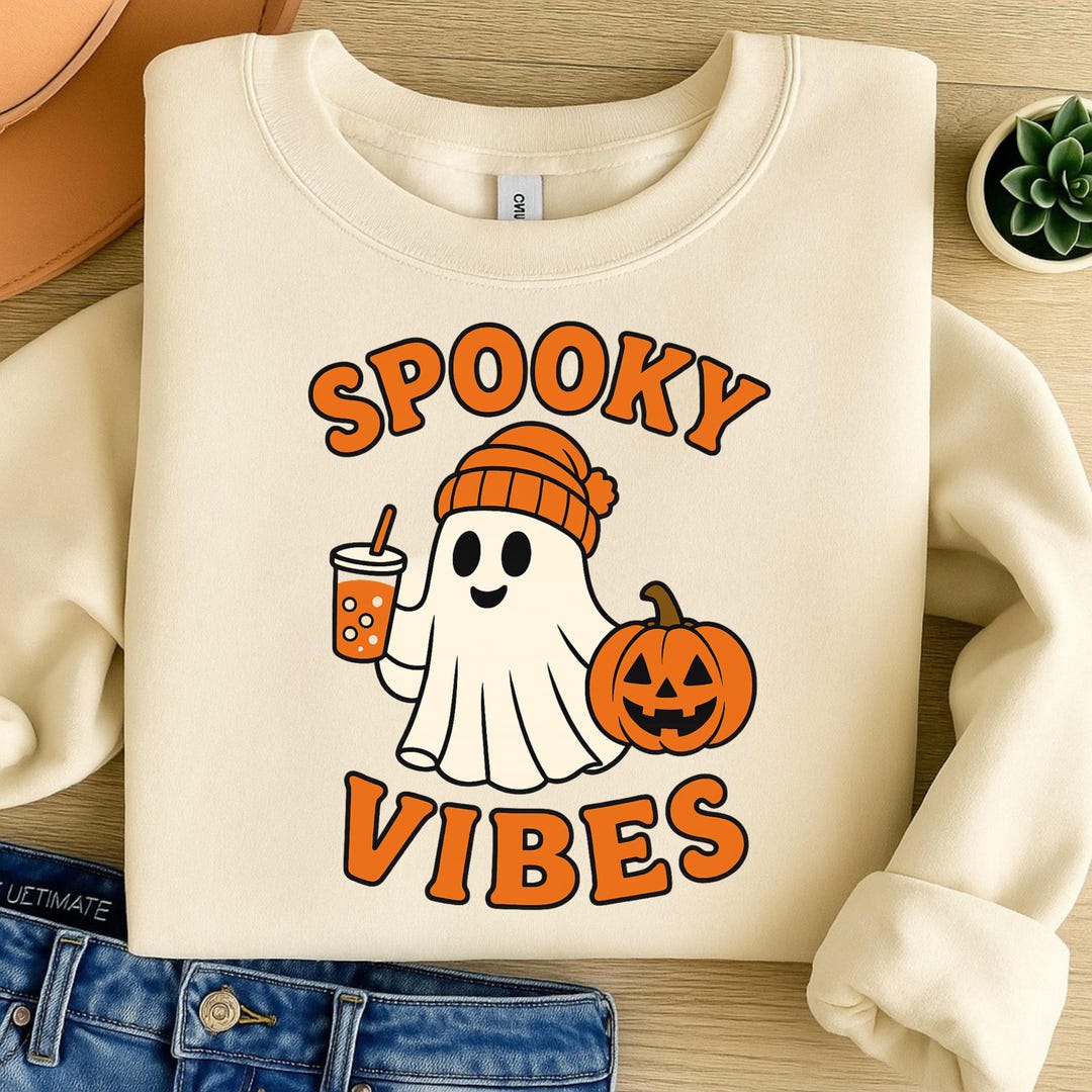 Halloween Ghost With Boba Tea PNG: Kawaii Spooky Vibes, Digital ...