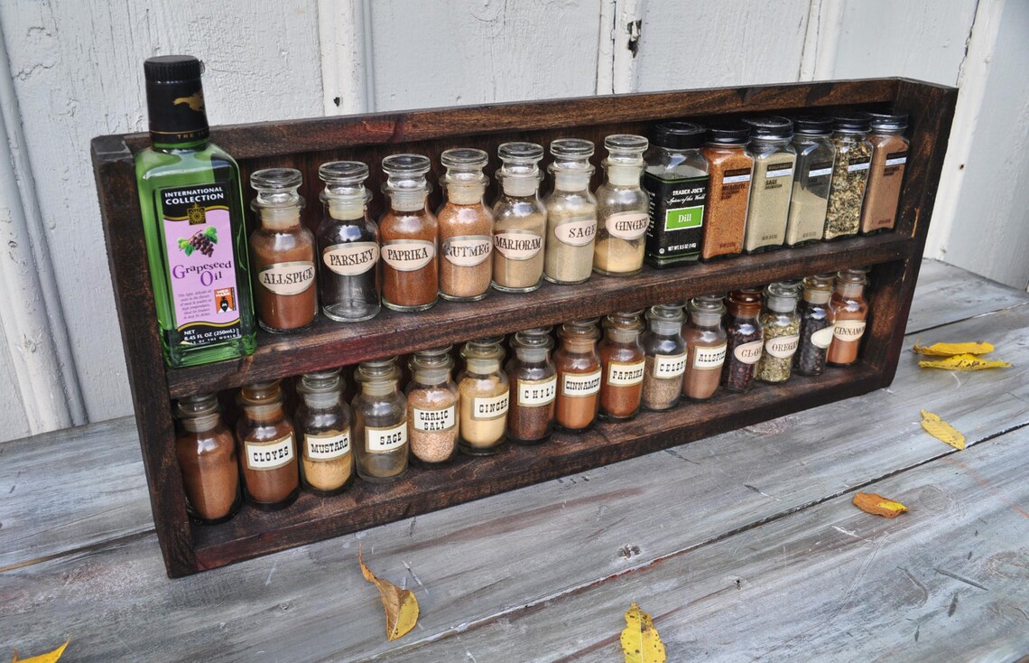 Rustic Wood Spice Rack: Kitchen Storage & Spring Decor - Etsy