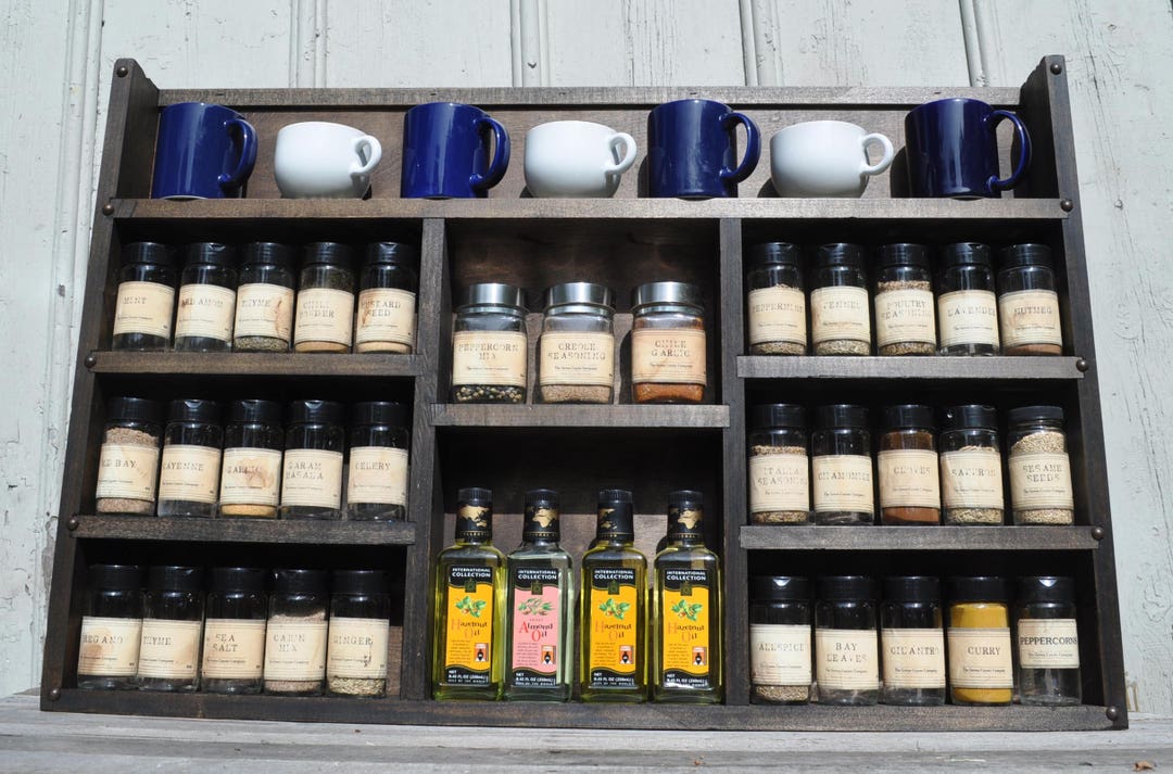 Extra Large Rustic Wooden Spice Rack: Distressed Solid Wood - Etsy