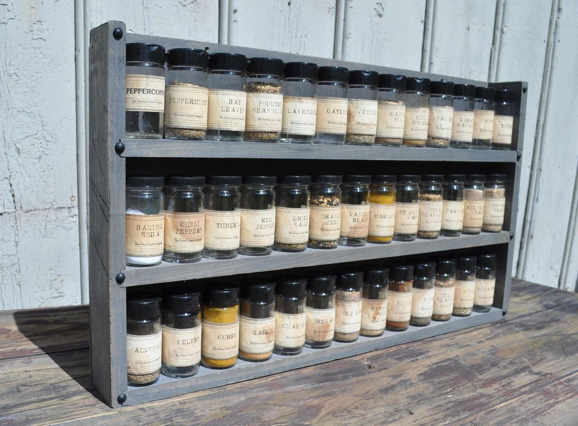 Rustic Wooden Spice Rack Solid Wood and Distressed - Etsy