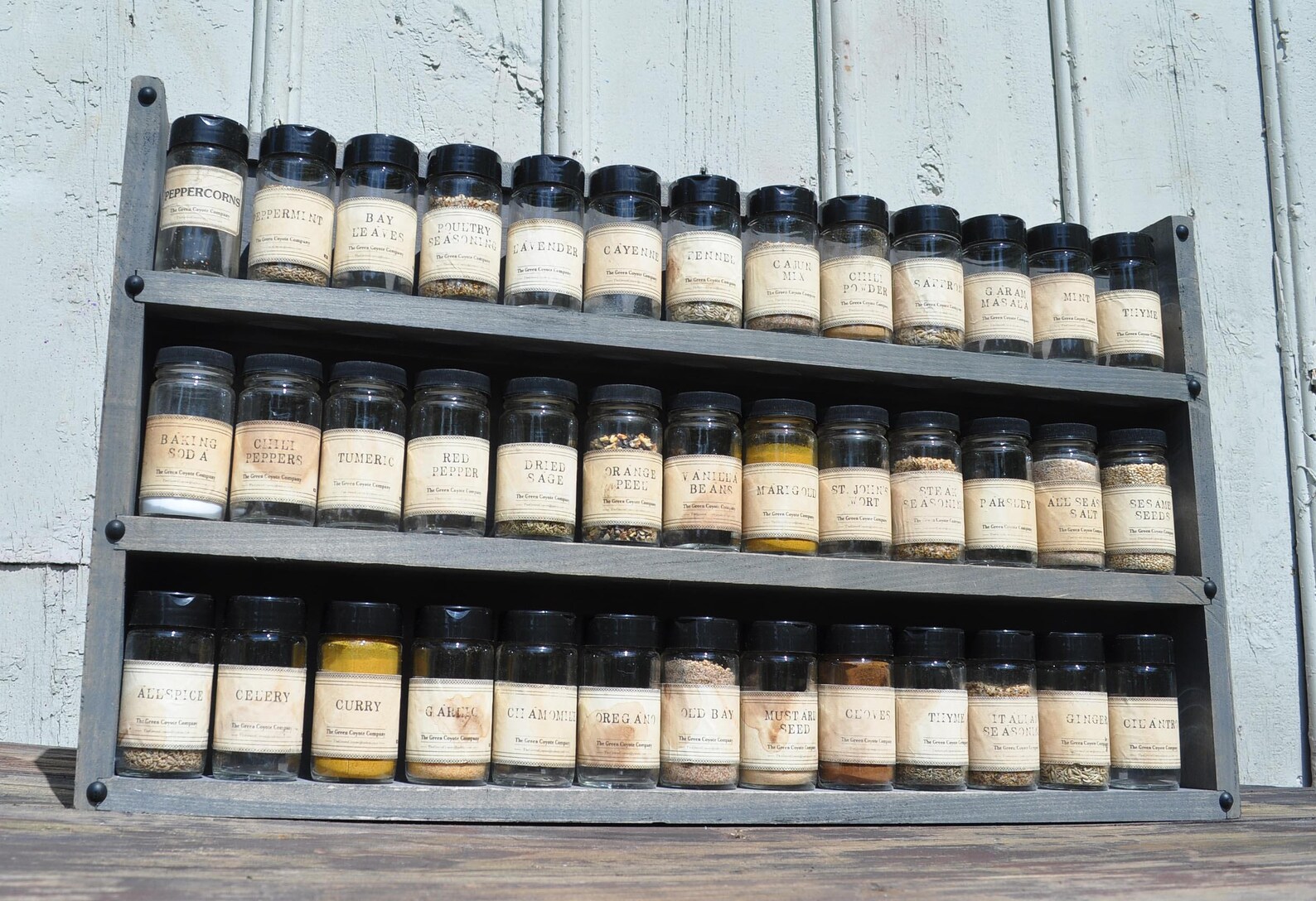 Rustic Wooden Spice Rack Solid Wood and Distressed - Etsy