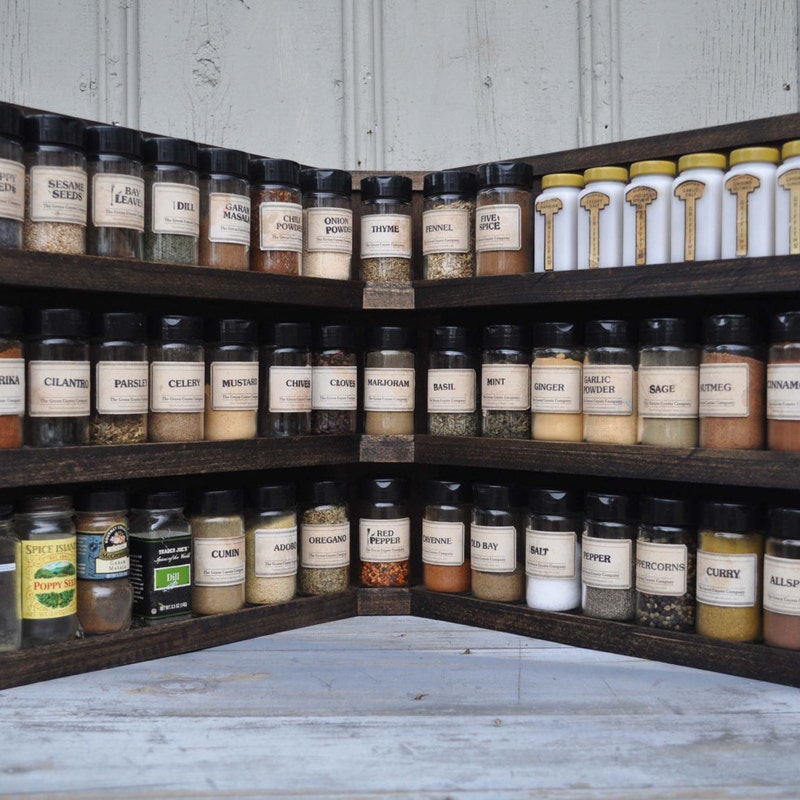 Corner Wooden Spice Rack - Etsy