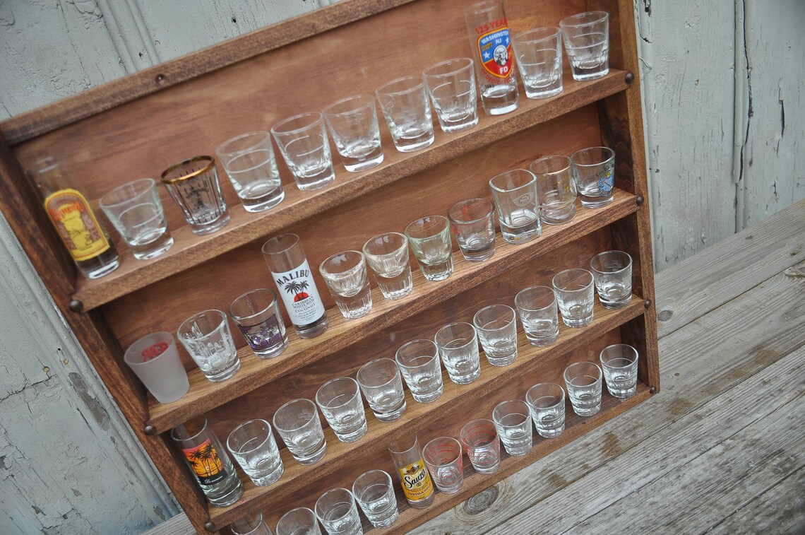 Shot Glass Display Hard Rock Shot Glass Wall Mounted Shot - Etsy