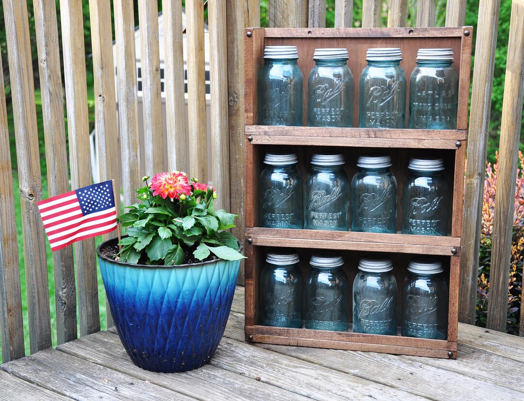 Mason Jar Decor Storage Display With Tall Anti Slip Bars - Etsy