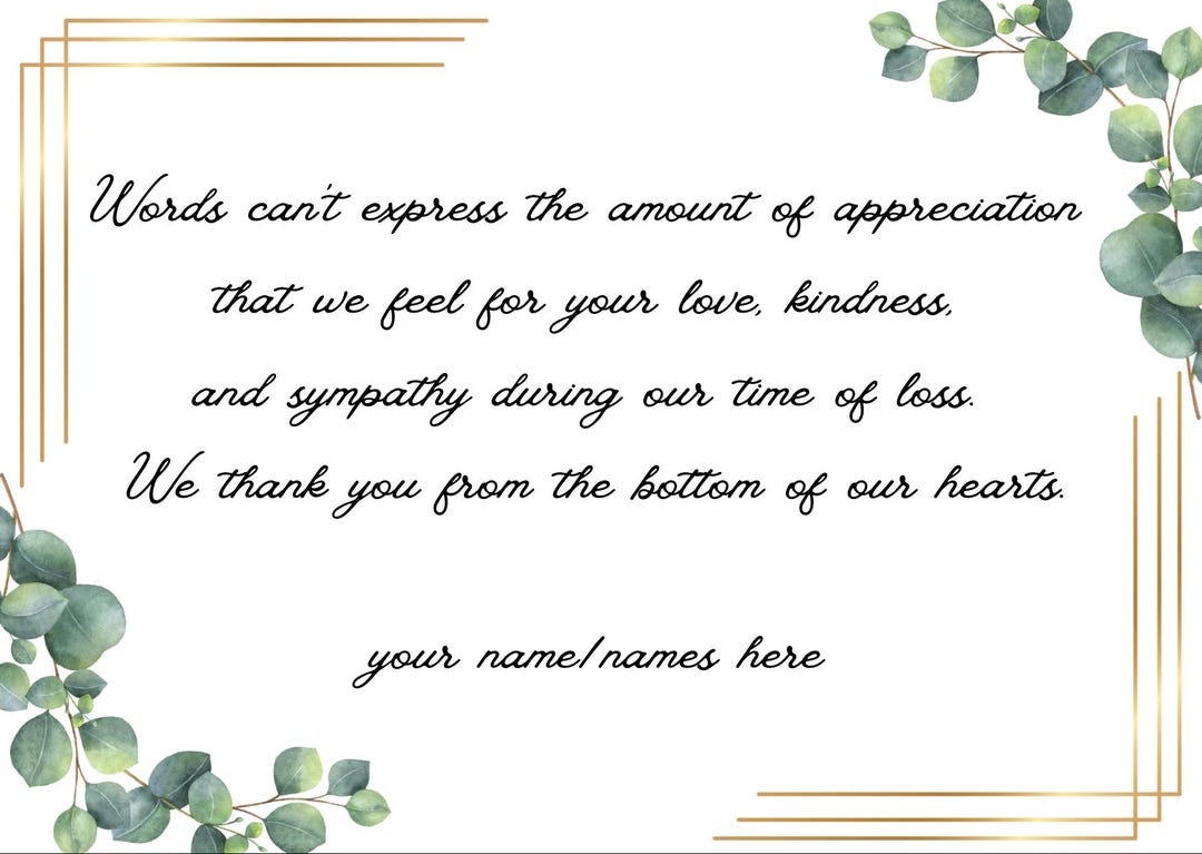 Digital Grief & Mourning Thank You Card - Etsy