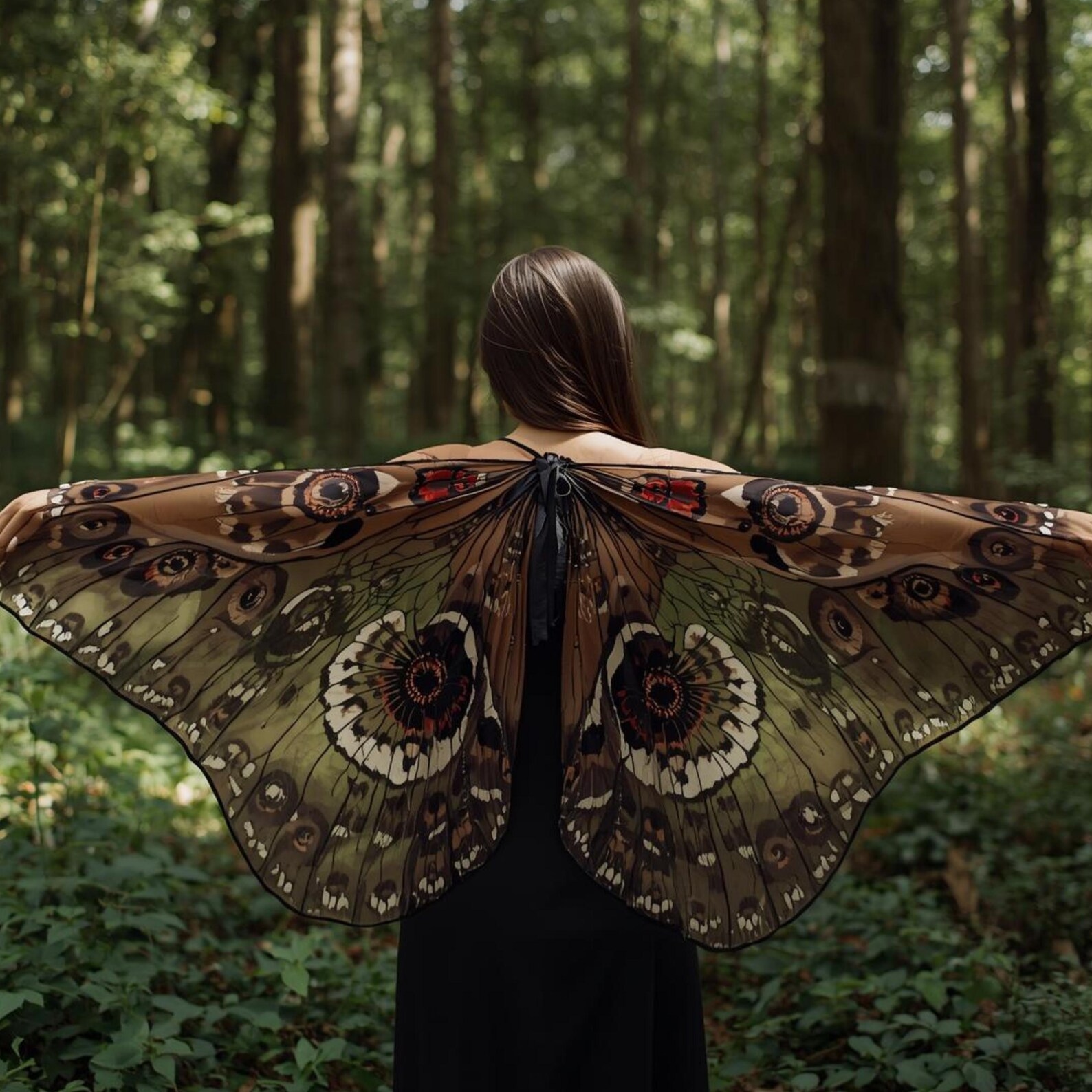 Chiffon Moth Wing Cape, Owl Butterfly Inspired Cape, Festival Clothing ...