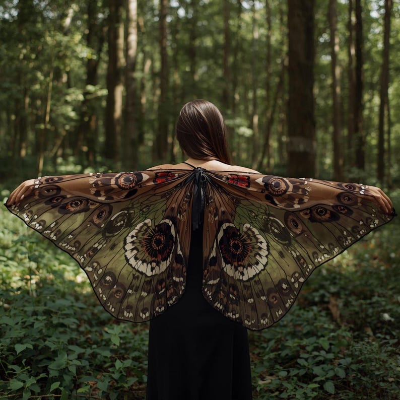 Chiffon Moth Wing Cape, Owl Butterfly Inspired Cape, Festival Clothing ...