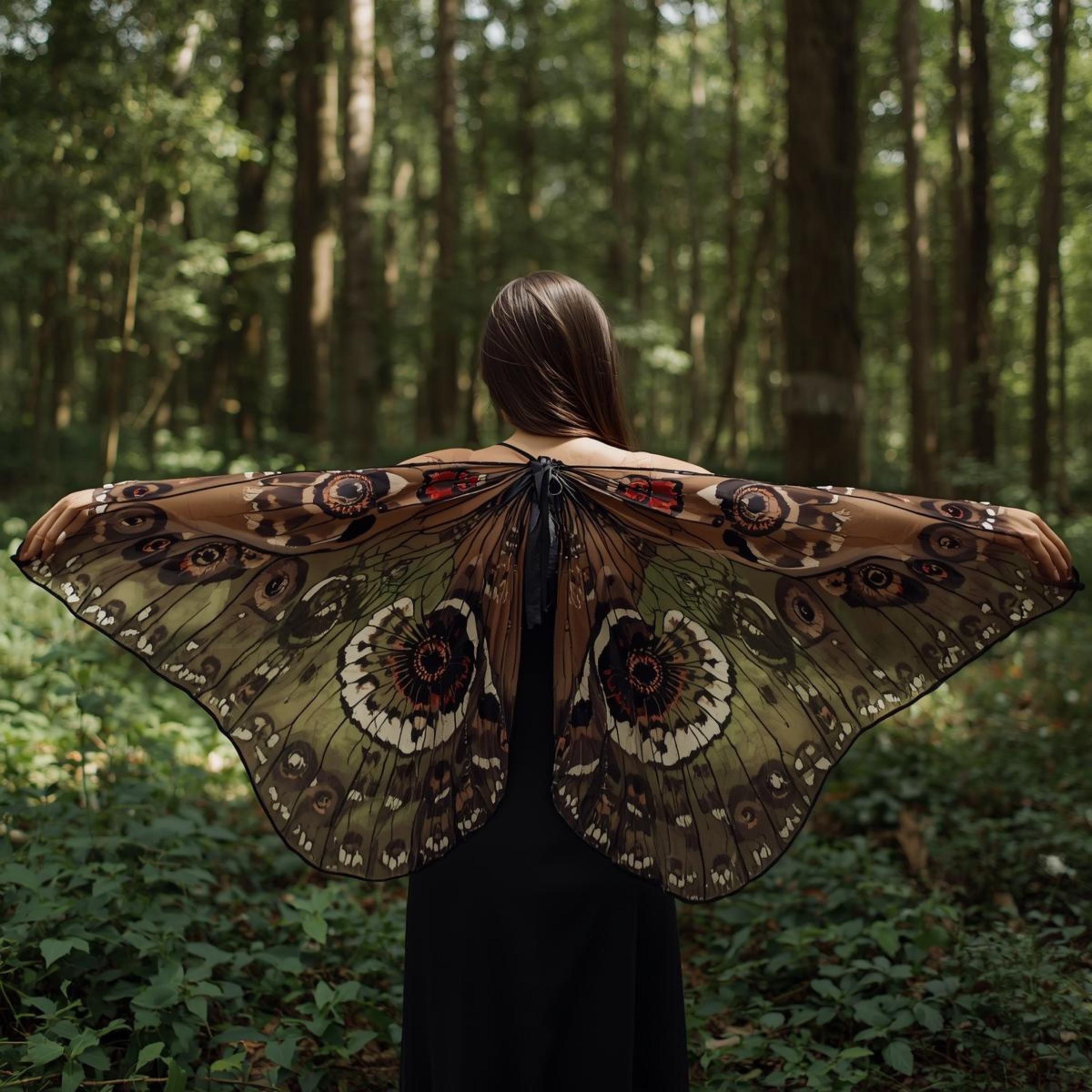 Chiffon Moth Wing Cape, Owl Butterfly Inspired Cape, Festival Clothing ...