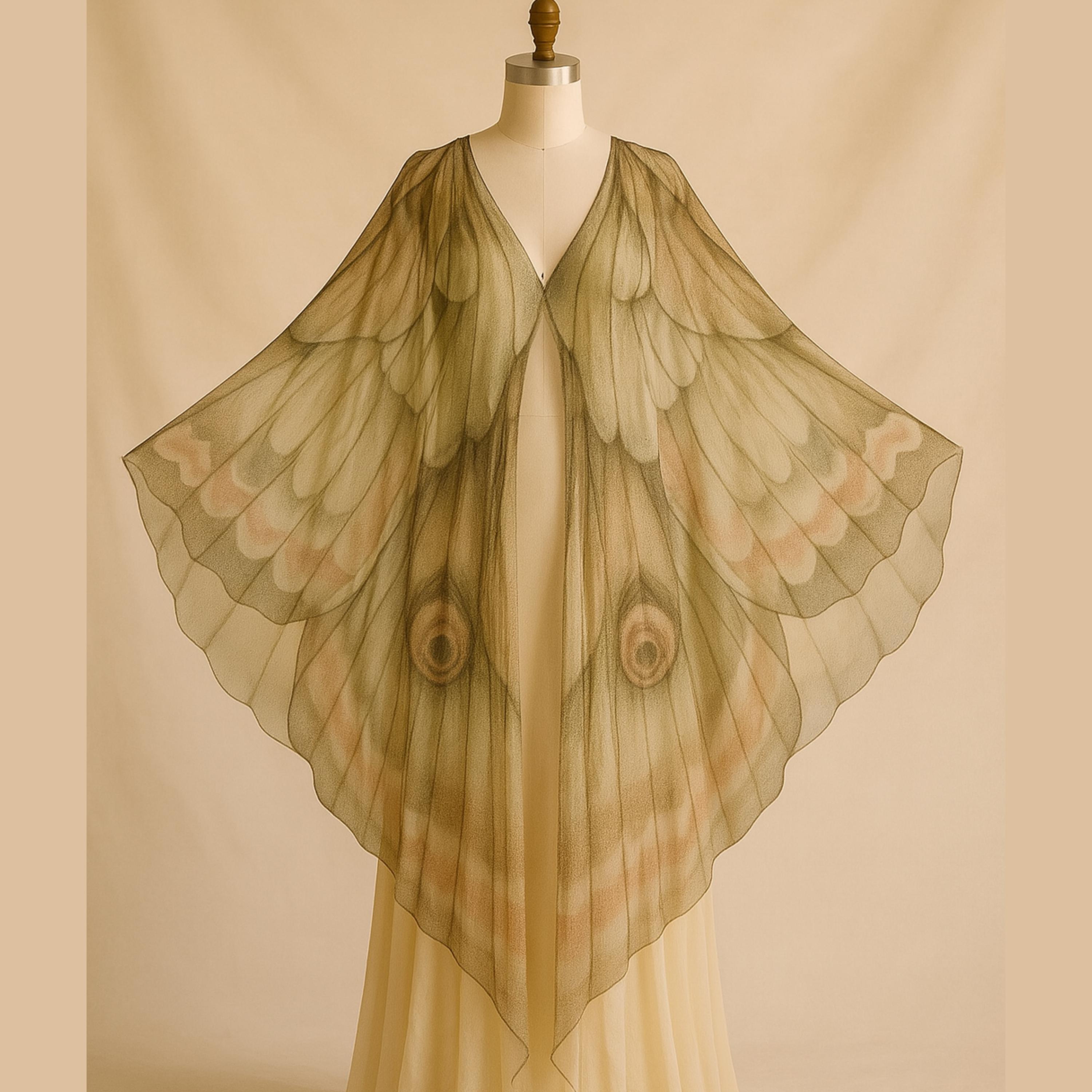 Moth Wing Chiffon Cape, Adult Halloween Costume, Beige & Olive - Etsy