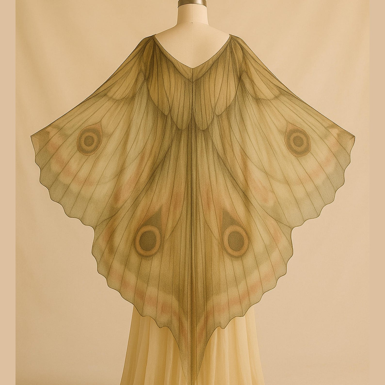 Moth Wing Chiffon Cape, Adult Halloween Costume, Beige & Olive - Etsy