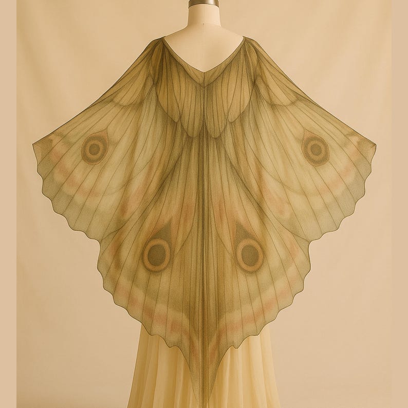 Moth Wing Chiffon Cape, Adult Halloween Costume, Beige & Olive - Etsy