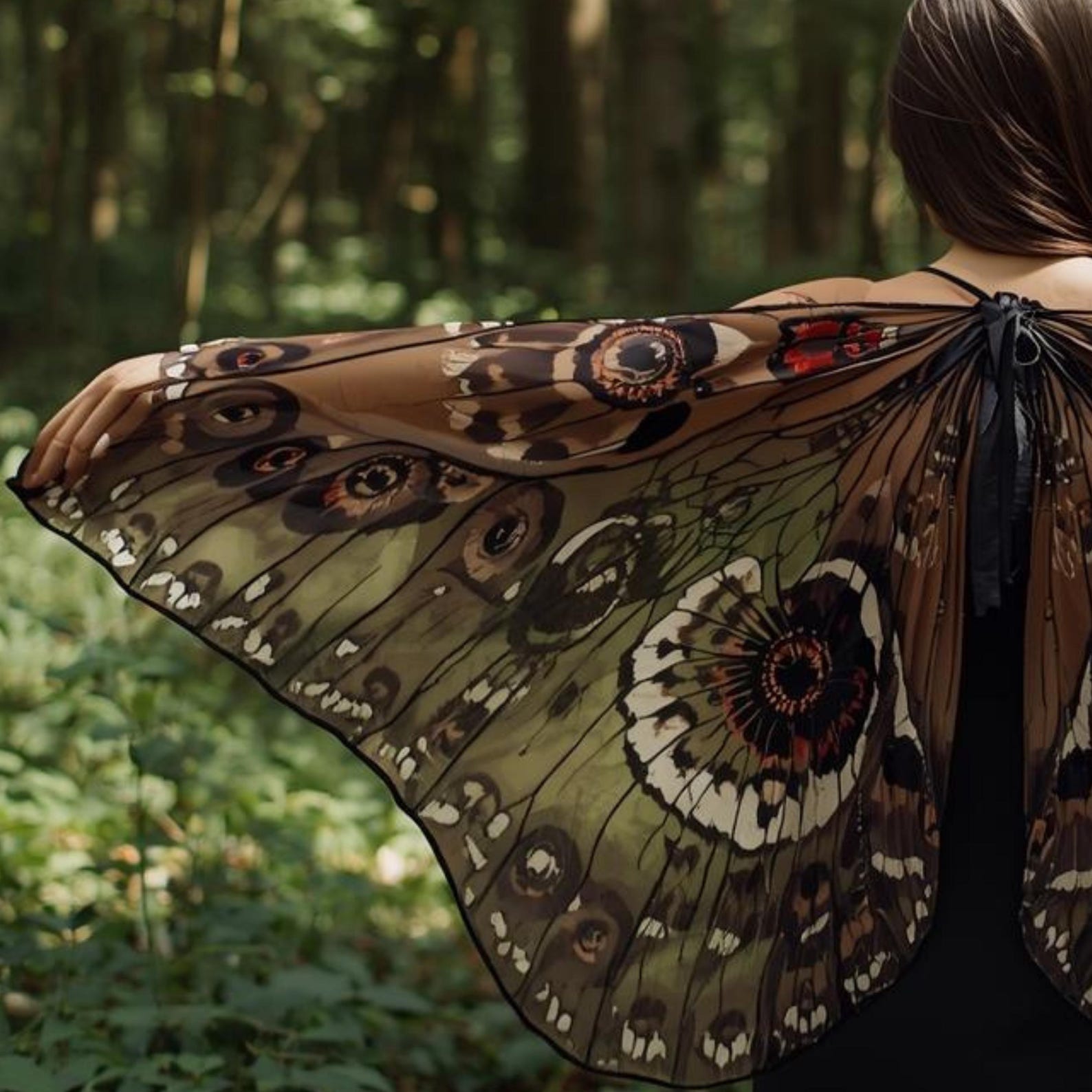 Chiffon Moth Wing Cape, Owl Butterfly Inspired Cape, Festival Clothing ...