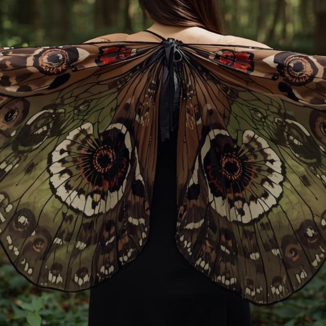Chiffon Moth Wing Cape, Owl Butterfly Inspired Cape, Festival Clothing ...