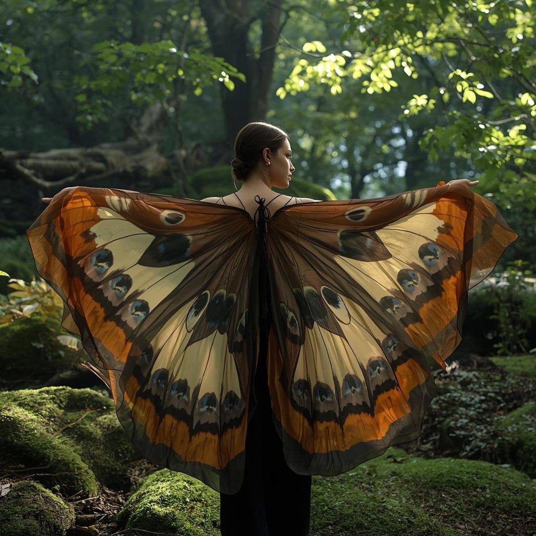 Chiffon Moth Wing Shawl, Festival Fairy Cape - Etsy Canada