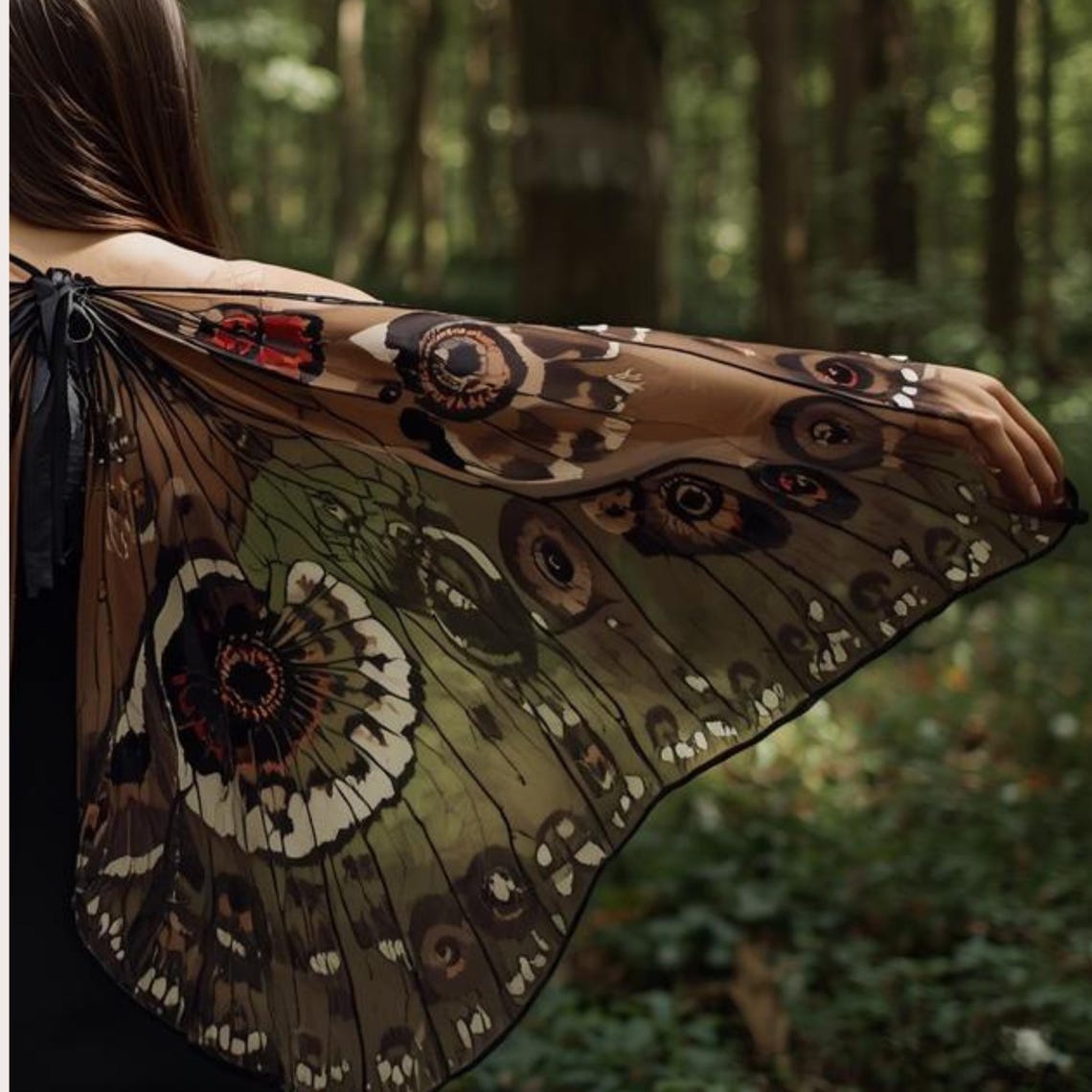 Chiffon Moth Wing Cape, Owl Butterfly Inspired Cape, Festival Clothing ...