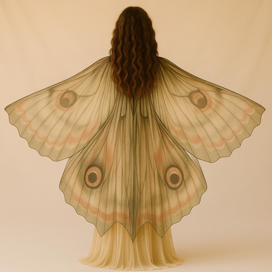 Moth Wing Chiffon Cape, Adult Halloween Costume, Beige & Olive - Etsy